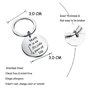 Gzrlyf Math is an Integral Part of Life Funny Math Keychain Math Teacher Gifts Math Geek Gifts Math Student Gifts (Round Keychain)