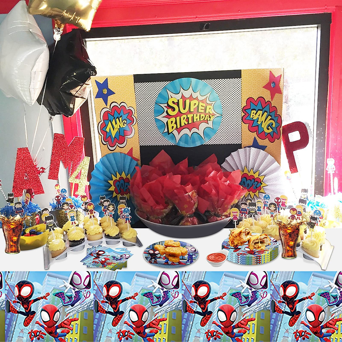 Spidey and His Amazing Friends Birthday Decorations, 20 Plates, 20 Napkins and 1 Tablecover for Spidey and His Amazing Friends Birthday Party Supplies, Spidey Theme Party Decorations