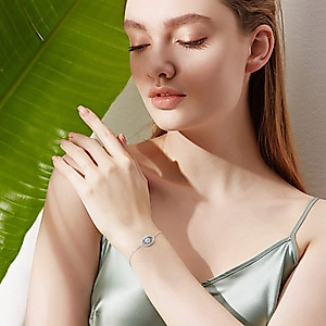 FANCIME Evil Eye Bracelet 925 Sterling Silver Cubic Zirconia Blue Eye Bracelet Yom Kippur Gifts Fine Lucky Jewelry for Women Friends