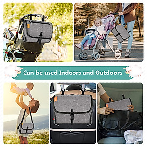 Smart eLf Large Portable Diaper Changing Pad for Newborn, Travel Changing Station with Detachable Waterproof PEVA Mat - Perfect Baby Shower Gifts