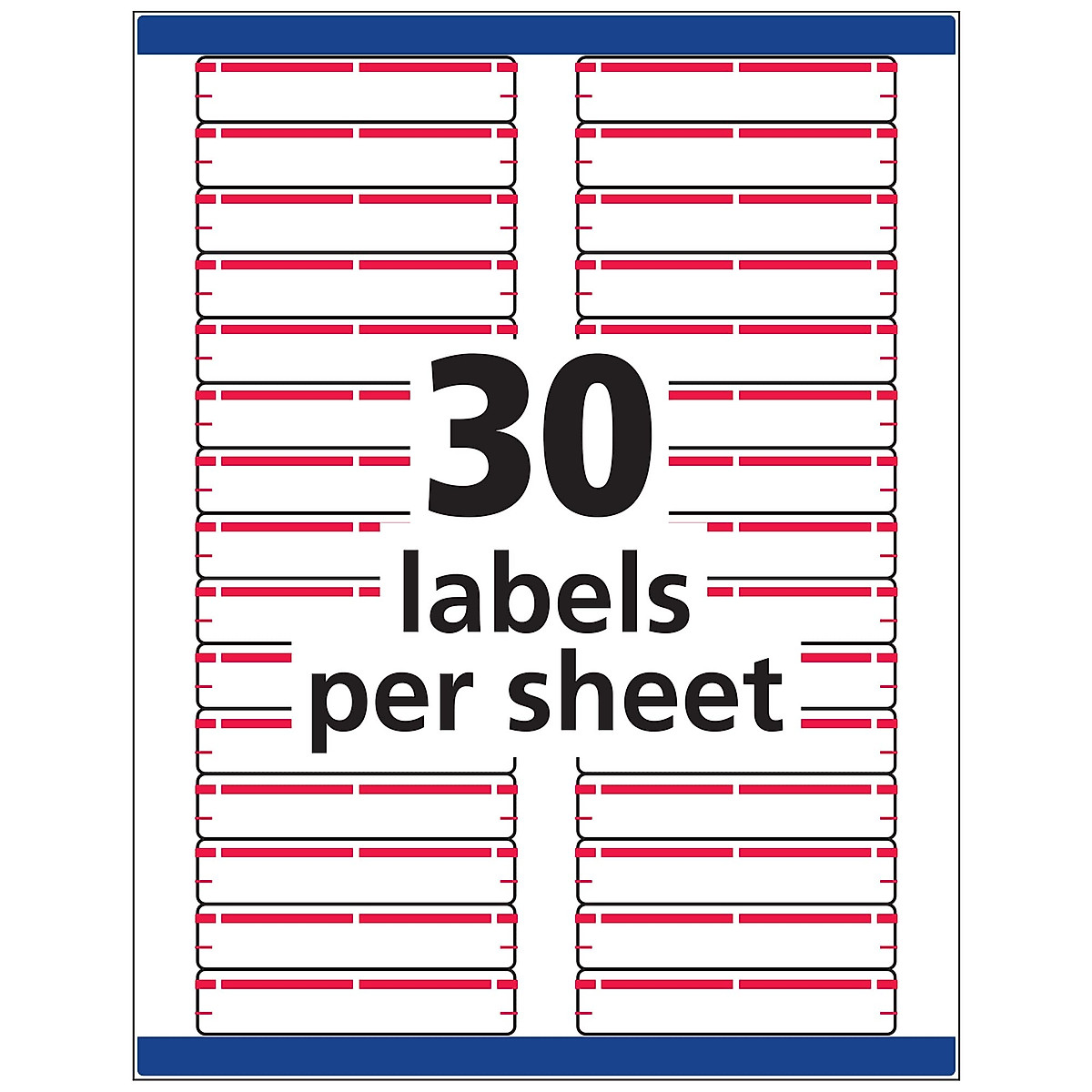 Avery TrueBlock File Folder Labels, 2/3" x 3-7/16", 1,500 Printable Labels, White/Red, Permanent (5066)