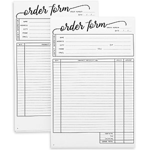 Juvale Set of 2 Work Order Forms with Carbon Copy, Invoice Book for Small Business Supplies, Black Scripted Design, 50 Receipts Per Pad for 50 Orders (5.5 x 8.5 Inches)