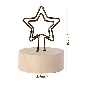 YBB 12 Pcs Christmas Wooden Base Place Card Holder, Xmas Tree Star Gift Shaped Picture Memo Note Photo Clip Number Holder Table Card for Christmas Party Wedding Home Bar Decoration