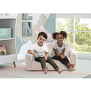 Delta Children Cozee Flip-Out Sherpa 2-in-1 Convertible Sofa to Lounger for Kids, Cream
