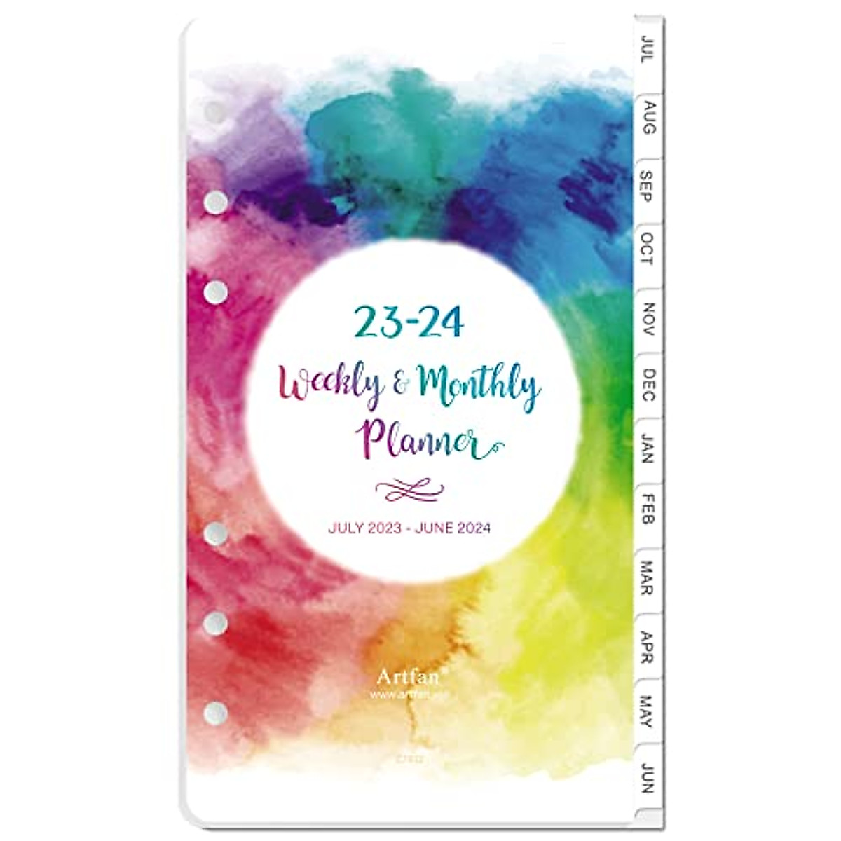 2023-2024 Planner Refills - Planner Refills 2023-2024, 2023-2024 Weekly & Monthly Planner Refills, A6 Planner Inserts, 3.75 x 6.75 inch, 6 Holes, 2023-2024 Planner Inserts from Jul.2023-Jun.2024, A6 Planner Refills - Watercolor Ink