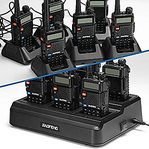 BAOFENG UV-5R Six Way Charger Multi Unit Charger Station for BF-F8HP UV-5R+ UV-5RE UV-5RTP UV-5X3 Walkie Talkie and Battery, 1Pack