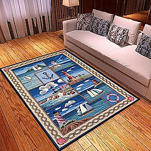Sailboat and Lighthouse Area Rugs Carpet Water Absorbent Bath for Bathroom, Kitchen and Living Room Decor New Year Gift Decor (Custom)