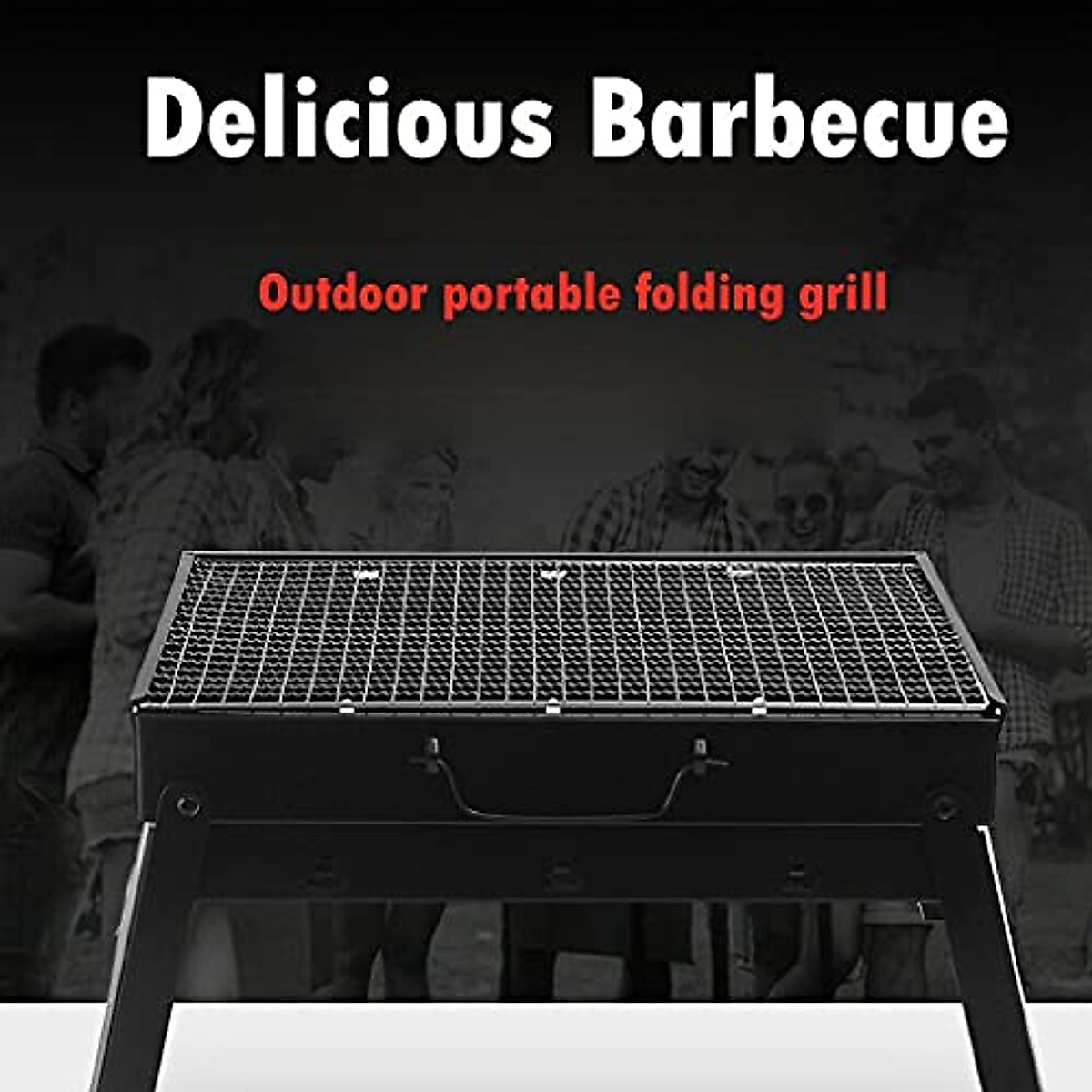 HUANMING Barbecue Outdoor Folding Campfire Grill, Camping Fire Pit, Stainless Steel Small Barbecue Stove Charcoal BBQ Grill Patio Camping Picnic Burner Portable barbecues (Color : Black)