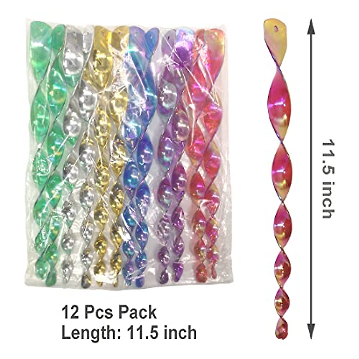 Reflective Bird Scare Devices Wind Twisting Bird Scare Rods Hanging Spiral Reflectors, 12 Pack 6 Colors