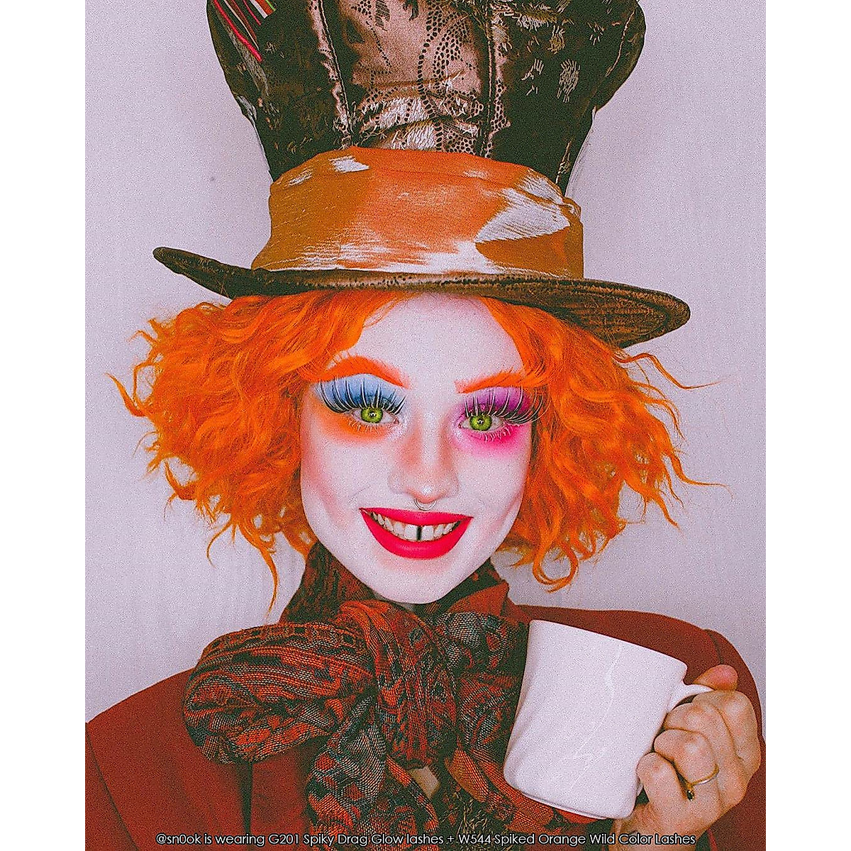 Spiky Neon Orange Color Drag Lashes for Pride, Halloween, Dance, Rave, Costume