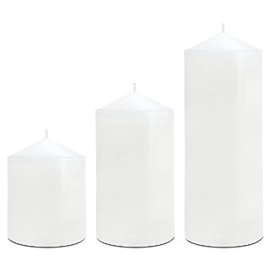Pillar Candles 3 x 4, 6, and 8 inches, Large Handmade Candles Set of 3, White Decorative Candles for Wedding, Home Decoration, Dinner, Church