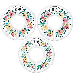 Baby Closet Size Dividers - Rustic Floral Nursery Closet Dividers for Baby Clothes - Dividers by Month for Baby Girl Nursery Decor - Flower Baby Closet Dividers for Clothing Racks - [Rustic Floral]
