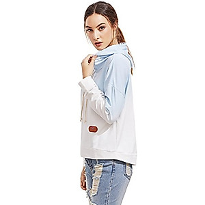 SweatyRocks Women's Long Sleeve Hoodie Sweatshirt Colorblock Tie Dye Print Tops Blue Ombre Small