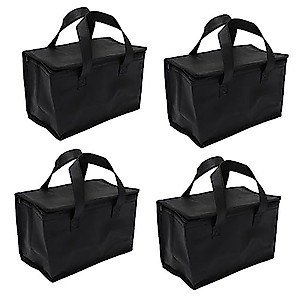 UPKOCH Camping Insulated Bag 4pcs Insulation Cold Food Insulated Portable Insulation Thermal Insulation Non-woven Fabric Drinks Black Aluminum Delivery Storage
