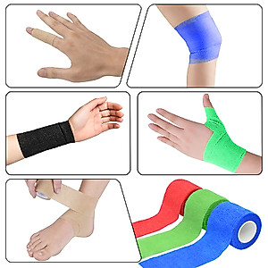 Twavang 6 Pack 2 Inches Self Adhesive Bandage Wrap Breathable Cohesive Bandage Elastic Tape for Pets, Athletic, Sports, Wrist, Knee, Ankle(5 Yards Per Roll, Mixed Colors)