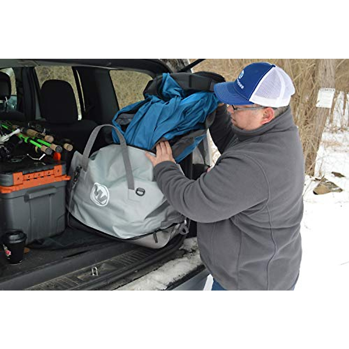 Wilderness Systems Escape Wet/Dry Duffle Bag | Kayak Drybag with Separate Wet and Dry Storage | Waterproof Zipper and Compression Straps | 45L, Grey (8070246)