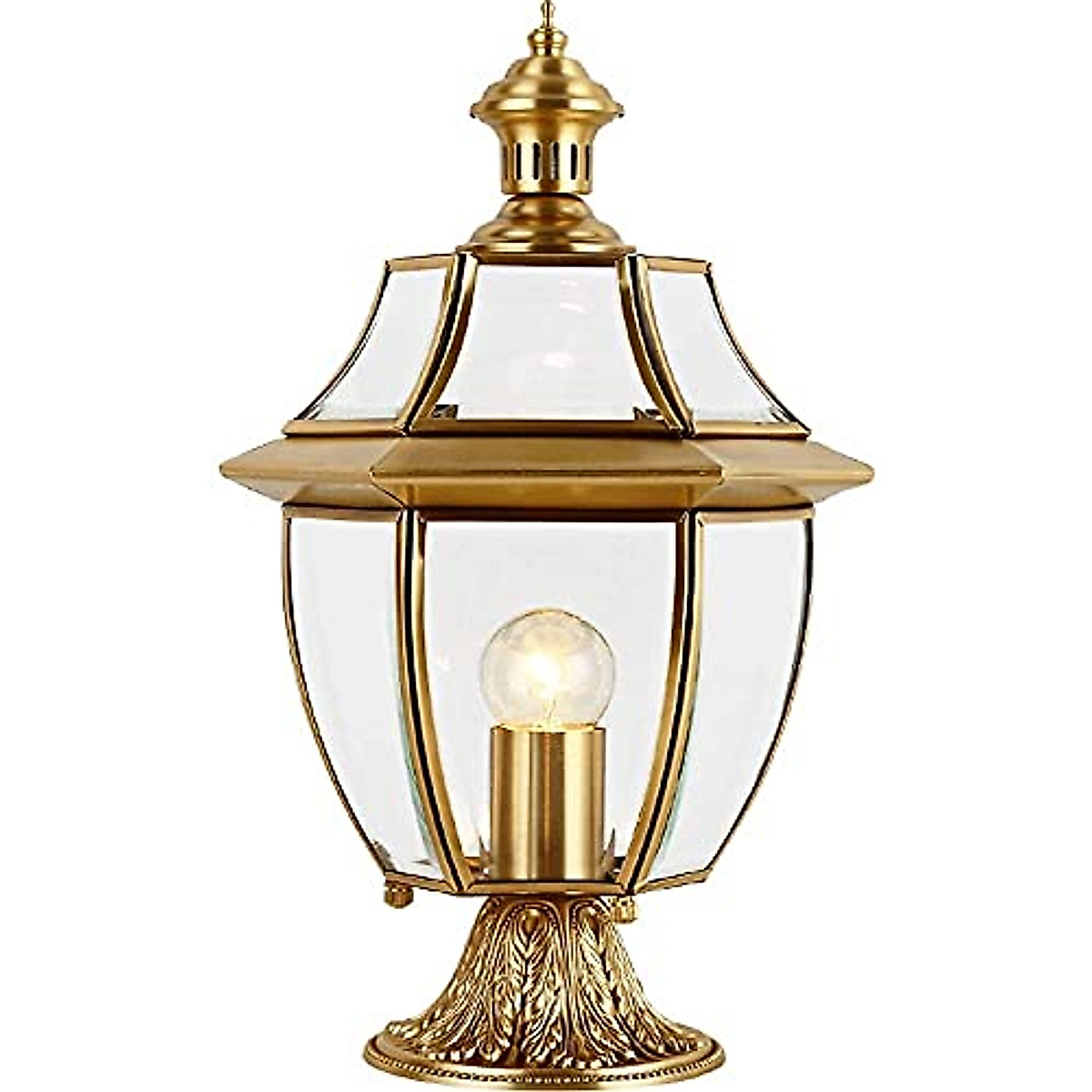 zeyujie Park Roadside Lawn Lamp American Mini Light Luxury Outdoor Column Lamp Full Bronze Waterproof Column Head Lamp Home Courtyard Fence Lamp Post Garden Decoration E27 Column Lamp