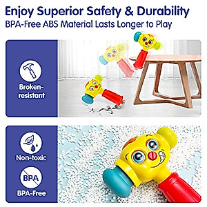 HOLA Toys for 1 Year Old Boy Gifts - Hammer Baby Toys 12-18 Months, Musical 1 Year Old Toys with Light Flashing, Baby Boy Toys for 1 + Year Old Boy Toddlers Toys Age 1-2 Christmas Birthday Gifts