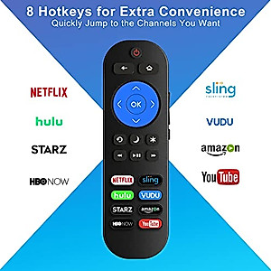 Universal TV Remote for Roku TV, for TCL Hisense Onn Sanyo Philips Sharp JVC Hitachi Element Roku TV Remote, TV Remote with Netflix Sling Hulu Vudu Starz Amazon HBONOW YouTube Buttons with Batteries