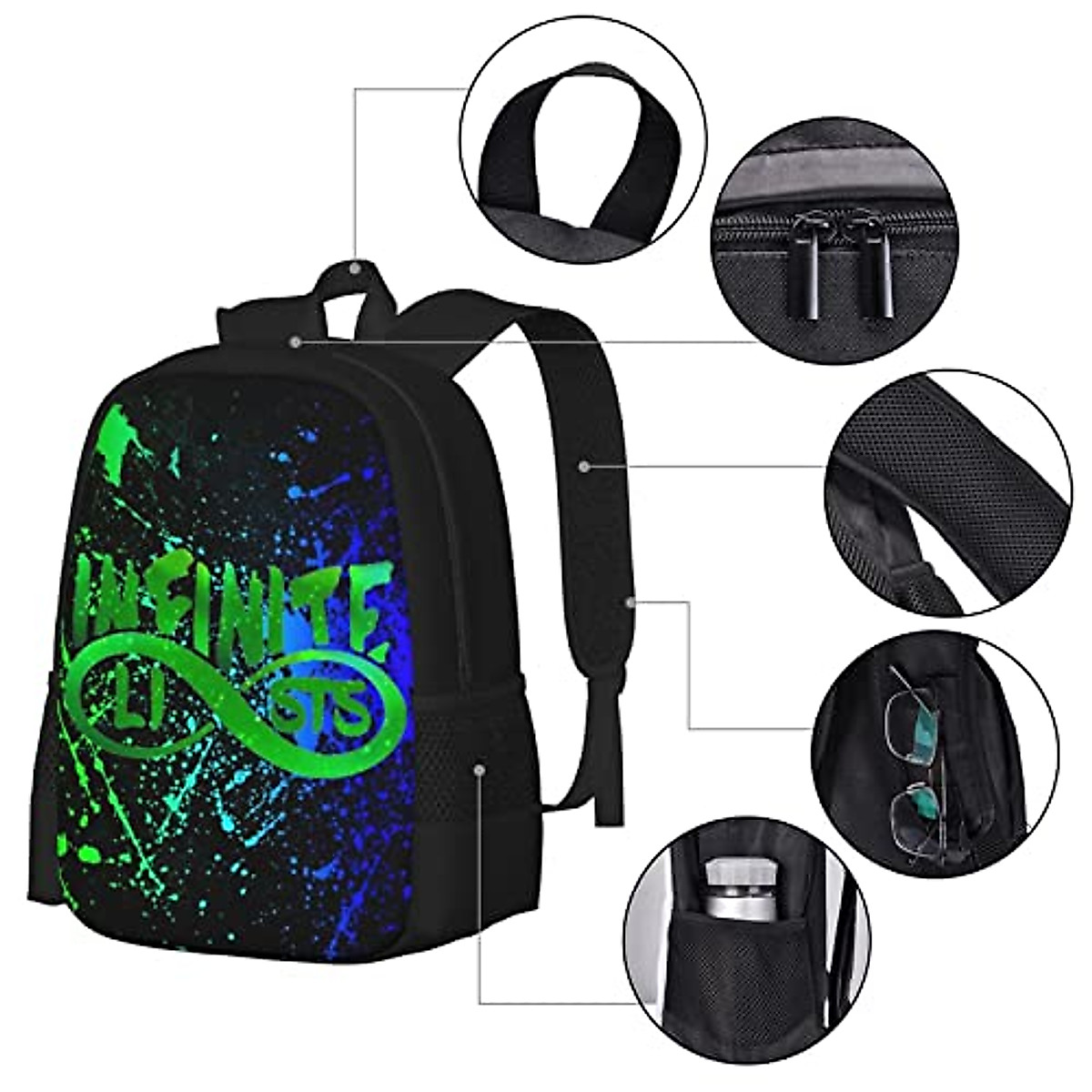 DHCUTE Casual Backpack Infinite_Eyes_Lists Large Capacity Schoolbag Shoulders Bag Daypack For Adults And Children