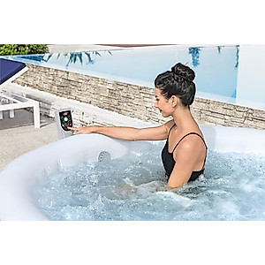 Bestway SaluSpa San Diego UltraFit EnergySense Inflatable Hot Tub Spa (77" x 26") | Portable Hot Tub with Energy-Efficient Cover and Built-in Pump | Fits Up to 4-6 Persons | Brown Wood