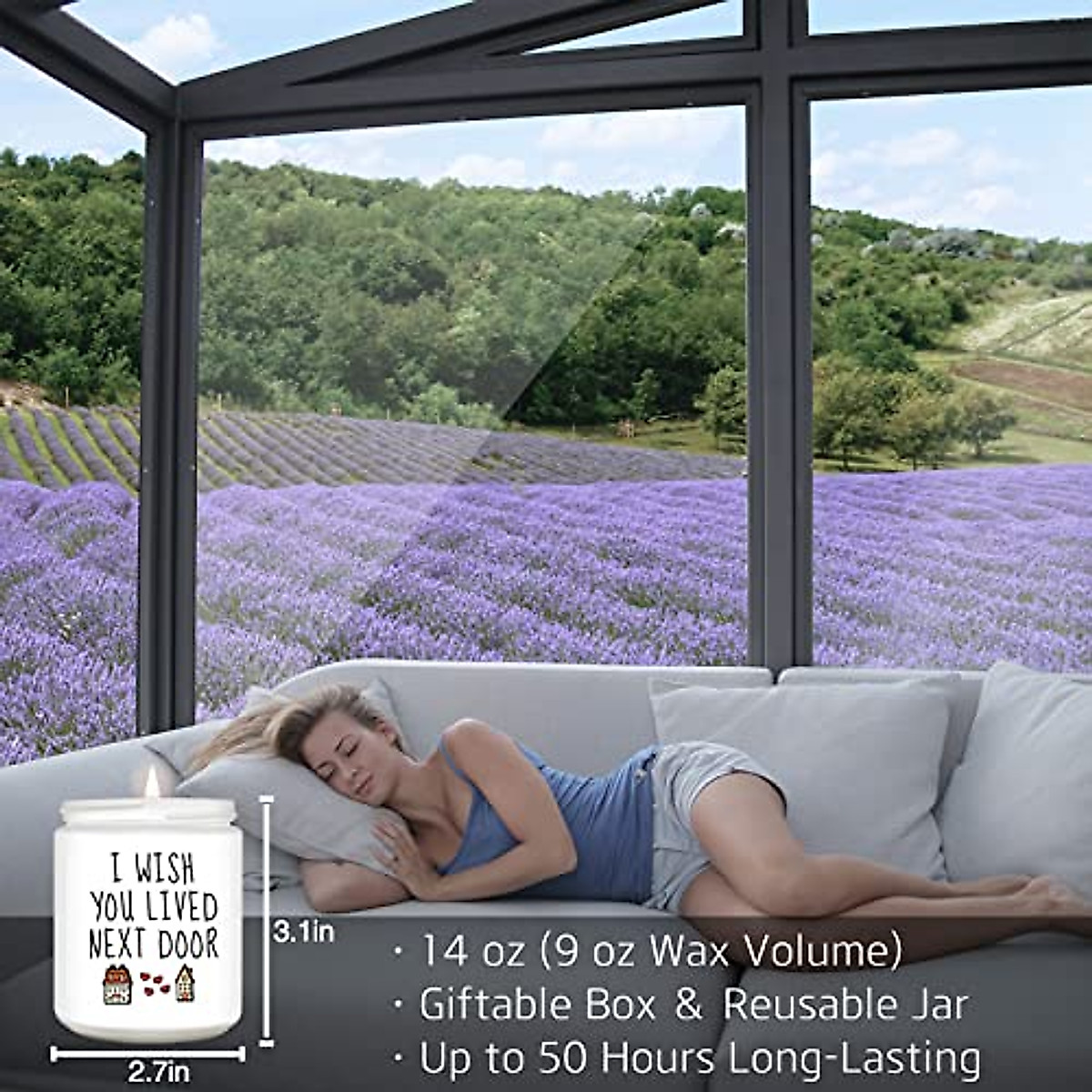 Birthday Gifts for Women Mom Sister Girlfriend, Best Friend Friendship Gifts for Women Friends, Funny Unique Candles Gifts for Bestie Friend Women- I Wish You Lived Next Door- Lavender Scented Candle