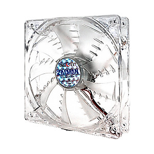Zalman Ultra Quiet ZM-F2 92mm Blue LED Shark Fin Blade Case Fan Cooling, White ZM-F2 LED (SF)