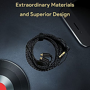 PALOVUE 3.5mm Audio Replacement Earbuds Cable Upgraded with CTIA, MMCX Earphone Cable with Mic, 180 Core 7N Tinsel Silver Copper Extension Wire Cable with Android/iOS