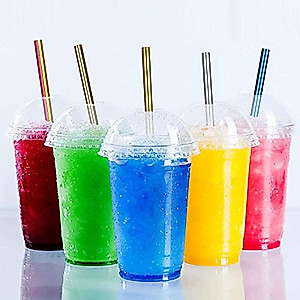 7 Pcs 8.5" Reusable Boba Drinking Straws 304 Stainless Steel Straws Set with 2 Cleaning Brushes Wide Metal Straw for Bubble Tea Milkshakes Smoothie Bar Accessory (Gold)