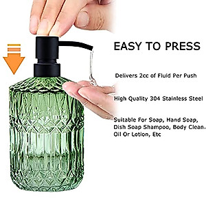 AUNRGO Black Soap Dispenser Pump Replacement - Matte 304 Stainless Steel Hand Soap and Lotion Dispenser Pumps Replacement for Regular Glass Mouth Bottles, Standard 28/400 Neck Size