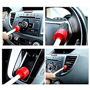 SUBANG 11 Pieces Car Detailing Brush Set for Cleaning Wheels,Interior,Exterior,Leather, Includes 6 Pcs Wooden Handle Boar Hair Automotive Detail Brush,3 Pcs Wire Brush and 2 Pcs Air Conditioner Brush