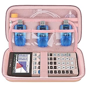 Supmay Hard Case for Texas Instruments TI-84 Plus CE/TI-84 Plus/TI-83 Plus CE/Casio fx-9750GIII Color Graphing Calculator, Storage Holder with Mesh Pockets for Charger Cable, User Manual, Rose Gold