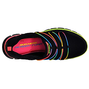 Skechers Sport Women's Loving Life Memory Foam Fashion Sneaker, Black/Black/Multi, 11 M US