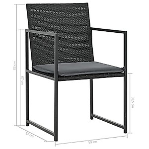 MBFLUUML Bistro Table Set, Outdoor Patio Furniture, 9 Piece Patio Dining Set with Cushions Poly Rattan Black Suitable for Patio, Porch, Backyard, Balcony.