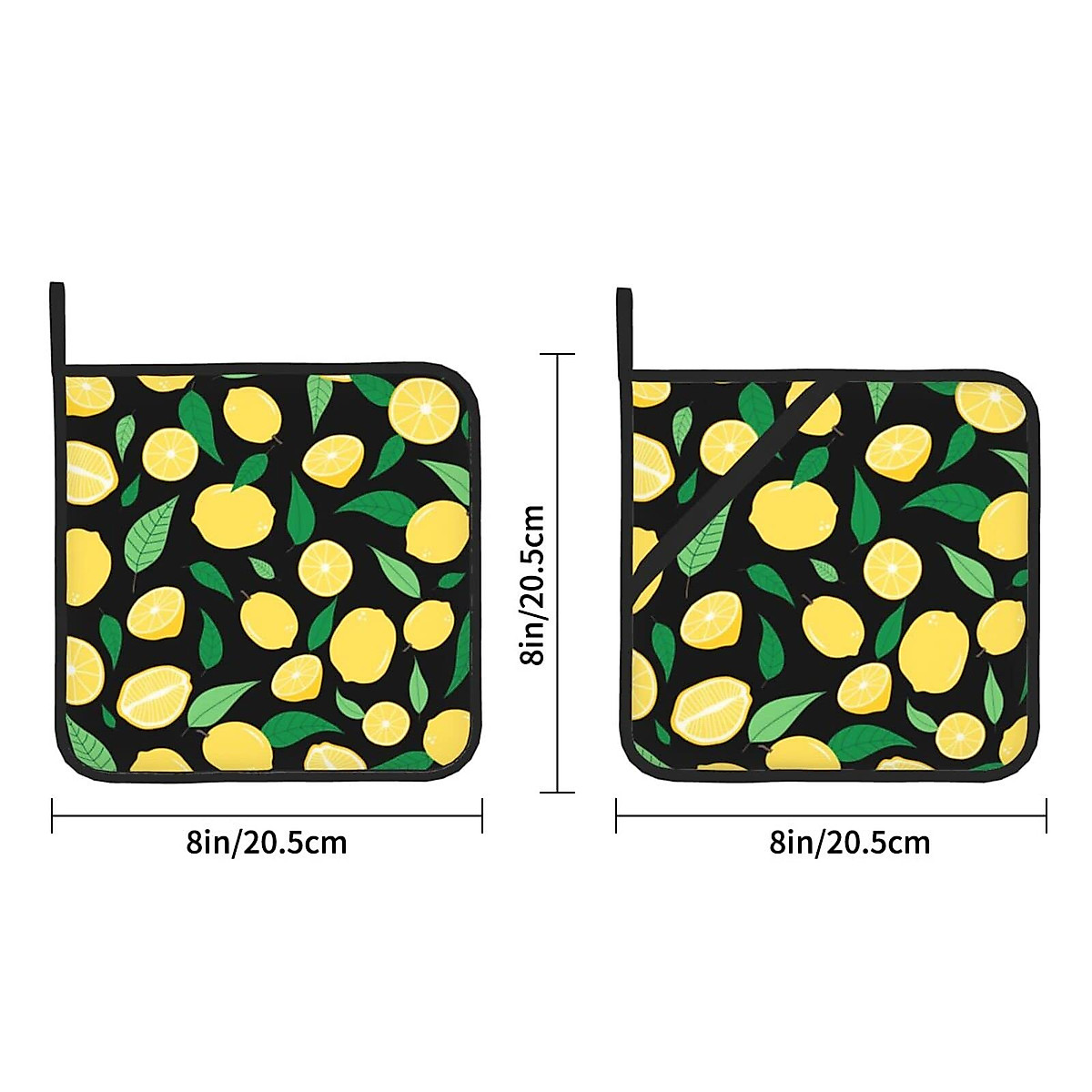 Square Insulated Pot Holder Sets of 2,Lemon Fruit Printed Pot Holders for BBQ Cooking Baking
