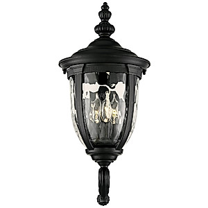 John Timberland Bellagio European Outdoor Wall Light Fixture Textured Black 21" Clear Hammered Glass Upbridge Arm for Exterior House Porch Patio Outside Deck Garage Yard Front Door Garden Home