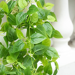 COOWAS 2pcs Artificial Hanging Plants 3.2 Feet Fake Ivy Vine Leaves Greenery for Wedding Party Outdoor Garden Office Home Kitchen Bedroom Wall Decor (Basket Includes)