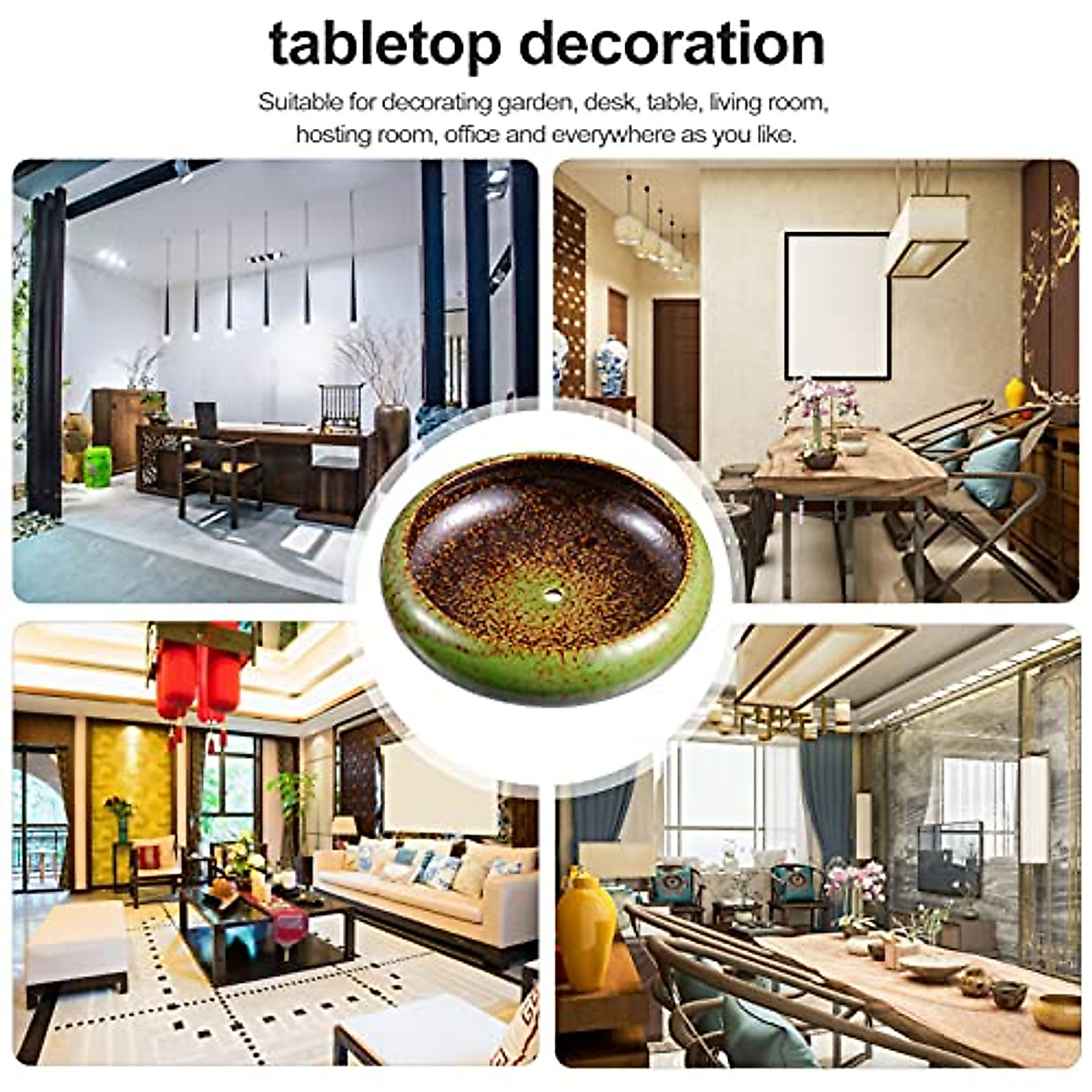 Cabilock Small Succulent Pots Vintage Succulent Pot Ceramic Bonsai Pots Large Round Succulent Planter Shallow Cactus Flower Planter Pot for Indoor Plants Green Garden Planters