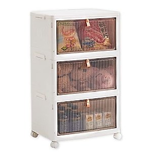 Storage Bins With Lids,Plastic Containers With Lids,3-Tier Stackable Storage Bins,Collapsible Storage Box,Toy Storage,Storage Cabinet With Door,Plastic Bin Box For Organization,containers for organizing,Capacity 20 QT. per tier