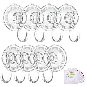VIS'V Wreath Hanger, Large Clear Heavy Duty Suction Cup Wreath Hooks with Wipes 22 LB Removable Strong Window Glass Door Suction Cup Wreath Holder for Halloween Christmas Wreath Decorations - 8 Pcs