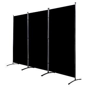 JVVMNJLK Indoor Room Divider, Portable Office Divider, Room Divider Wall Screen 3 Panel, Folding Partition Privacy Screen Walls Dividers for Room Separator 102" W x 71.3" H,Black