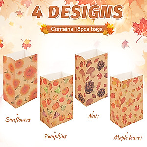TOXOY 18 PCS Party Favor Bags, Fall Gift Bags Thanksgiving Gift Bags Treat Bags with Stickers Fall Themed Gifts for Coworkers Friends 4.7" x 3.1" x 8.7"