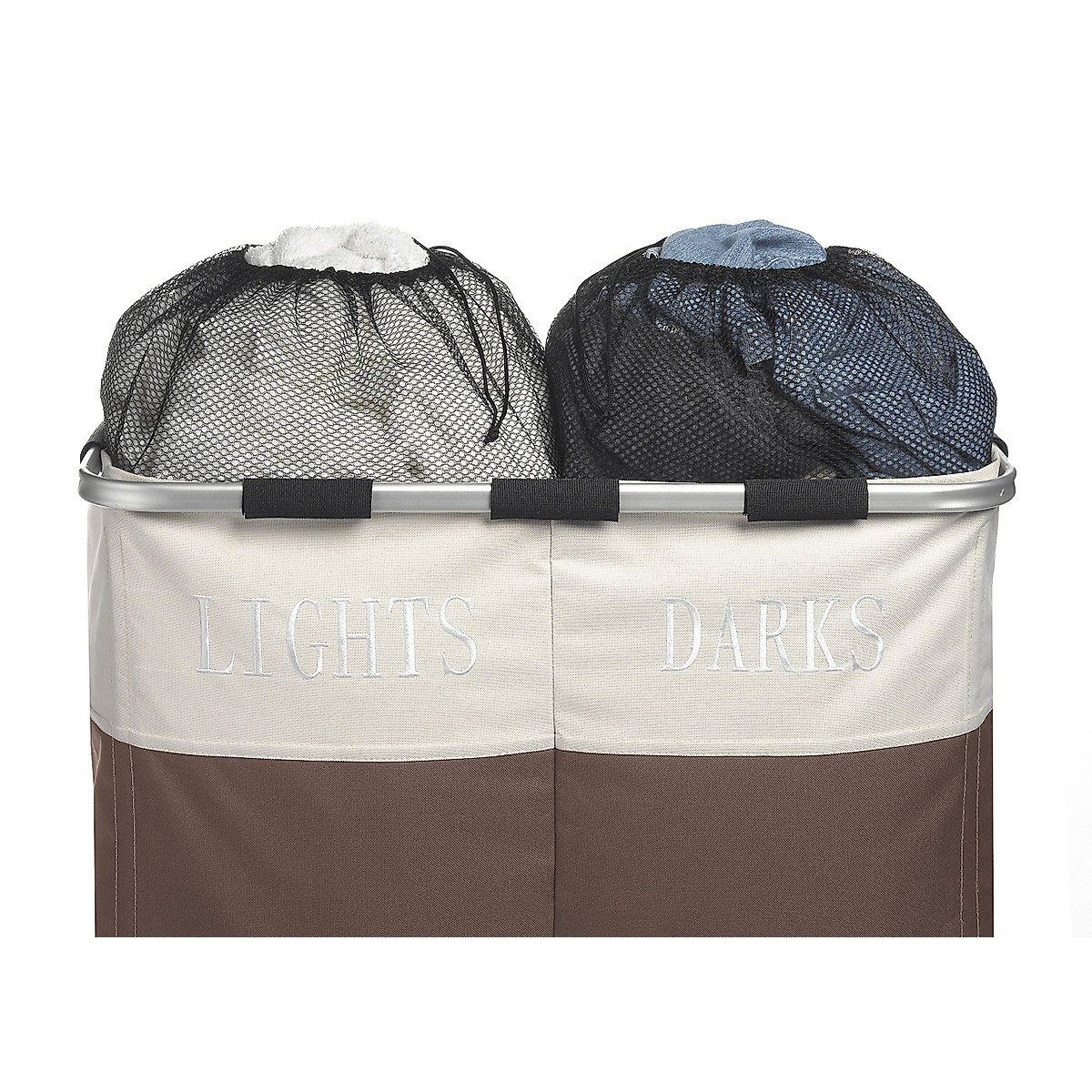 Whitmor Easycare Double Laundry Hamper - Lights and Darks Separator - Java