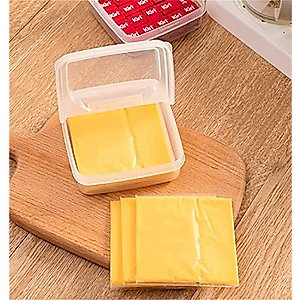 Sliced Cheese Container for Fridge with Flip Lid - 2/4/6 Pcs Butter Block Cheese Slice Storage Box, Portable Leakproof Clear Flip Top Storage Box, Vegetable & Fruit Fresh-Keeping Box. (2 pcs) (2 pcs)