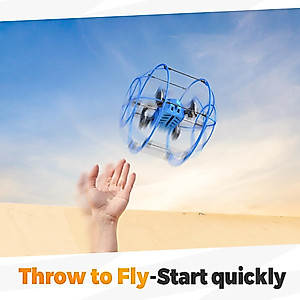 BEZGAR HQ053 Remote Control Drone for Kids - RC Mini Spherical Rolling Quadcopter Beginner 360 Degree Flip, Christmas Birthday Gift Indoor Outdoor Toys for Boys Age 4 5 6 7 8-12, Blue