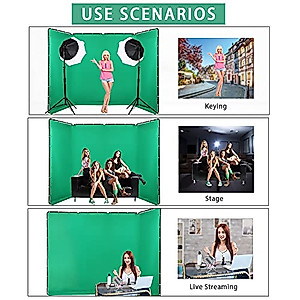 GSKAIWEN 7.87ft x 13.12ft Portable Large Chromakey Green Screen Backdrop with Stand Photography Background Support System for Photo Studio Video Shooting, Live Streaming, Parties, Keying, Stage