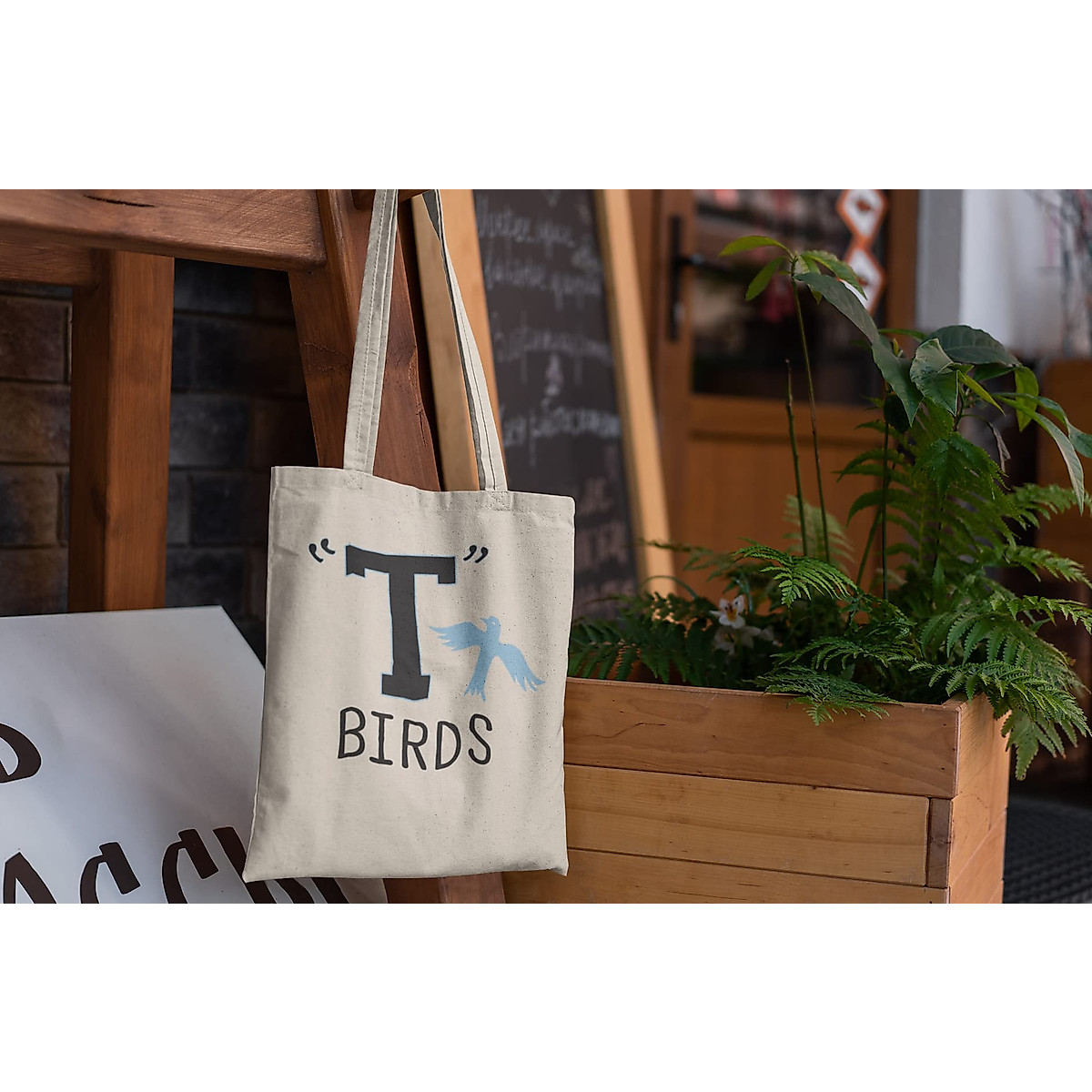 T Birds Canvas Tote Bag for Women, Cloth Bag Tbird Gang Logo Graphic Tees Black 15x15 inches