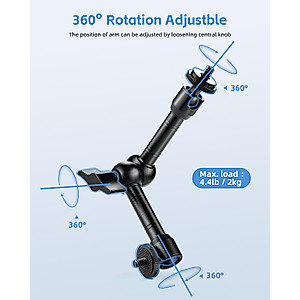 UTEBIT Adjustable Magic Arm with Super Clamp,9 inch with 1/4" and 3/8" Thread,Articulating Arm Clamp Friction Power Arm Crab Screw Kit for LCD Monitor, LED Light, Flash Light, Camera Rig