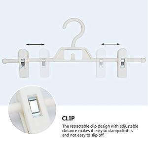 DOITOOL 10PCS Plastic Pants Hangers with Clips Space Saving Hanger for Clothes, Sturdy Skirt Hangers with Adjustable Clip, Closet Clip Hangers for Pant, Jeans, Skirts, Slacks (White)