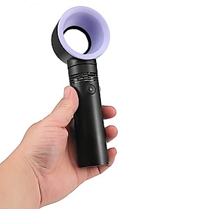 LZLRUN Protable Handheld Cooling Bladeless Fan USB Mini Fan Desktop Bladeless Fan Rechargeable Quiet 3 Gear (Black)